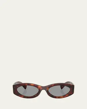 Miu Miu Logo Oval Sunglasses - Grey