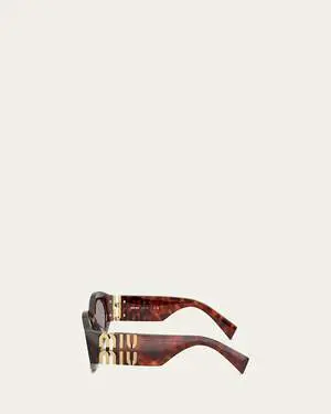 Miu Miu Logo Oval Sunglasses - Grey