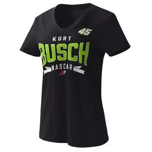 G-III 4HER BY CARL BANKS Kurt Busch Dream Team V-neck T-shirt - Black