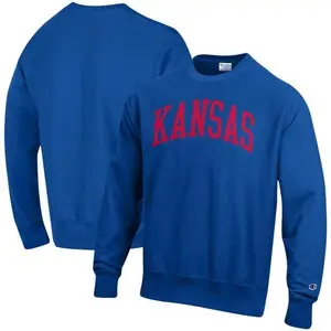 Champion Kansas Jayhawks Arch Reverse Weave Pullover Sweatshirt - Royal