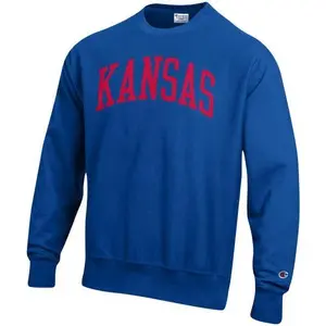 Champion Kansas Jayhawks Arch Reverse Weave Pullover Sweatshirt - Royal