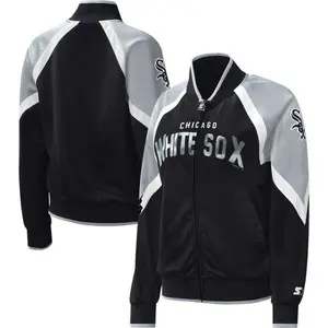 STARTER Chicago White Sox Touchdown Raglan Full-zip Track Jacket - Black