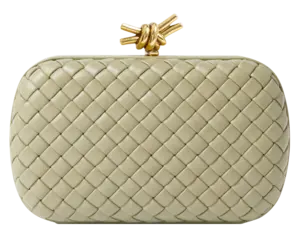 Bottega Veneta Knot Padded Intrecciato Leather Clutch Green