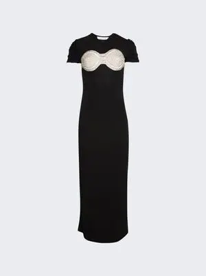 Christopher Esber Crystal Crochet Tee Shirt Dress - Black
