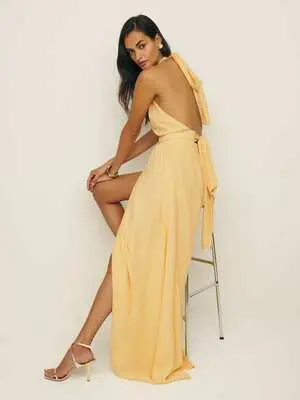 REFORMATION Andee Halter Maxi Dress - Yellow