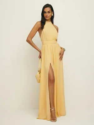 REFORMATION Andee Halter Maxi Dress - Yellow