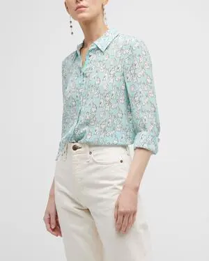 Alice + Olivia Luv Bunny Willa Silk Blouse - Luv Bunny