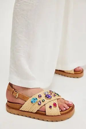 VICENZA Rock Candy Embellished Sandals - Fp Exclusive Color – Raffia