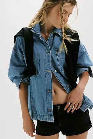 Free People We The Free Madison City Denim Jacket - Blue