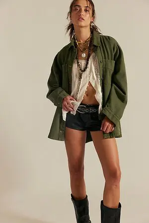 Free People We The Free Madison City Denim Jacket - Green