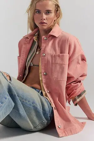 Free People We The Free Madison City Denim Jacket - Lychee Blush