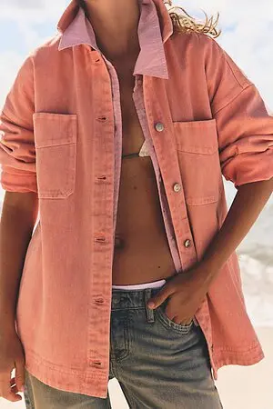 Free People We The Free Madison City Denim Jacket - Lychee Blush
