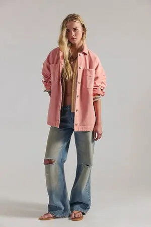 Free People We The Free Madison City Denim Jacket - Lychee Blush