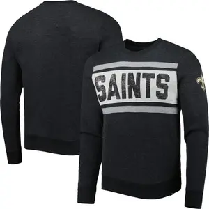 '47 Heathered New Orleans Saints Bypass Tribeca Pullover Sweatshirt - Black