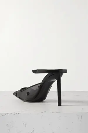 Givenchy Logo-embroidered Leather-trimmed Mesh Slingback Pumps