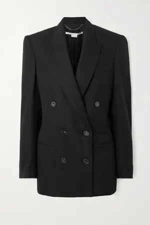 Stella McCartney Stella McCartney Double-Breasted Grain De Poudre Blazer Black