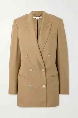 Stella McCartney Double-breasted Grain De Poudre Blazer - Brown