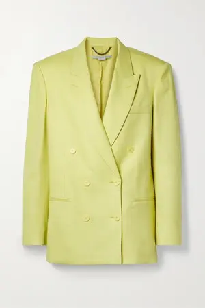 Stella McCartney Stella McCartney Double-Breasted Grain De Poudre Blazer Yellow