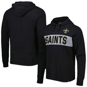 '47 New Orleans Saints Field Franklin Hooded Long Sleeve T-shirt - Black
