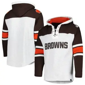 '47 Cleveland Browns Gridiron Lace-up Pullover Hoodie - Heather Gray