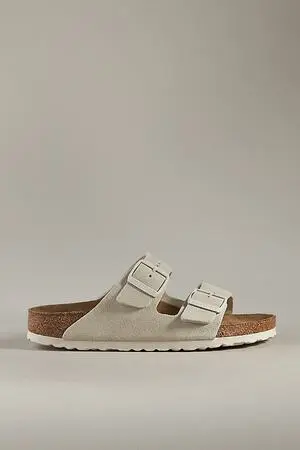 BIRKENSTOCK Arizona Suede Soft Footbed Sandals White