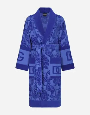 Dolce & Gabbana Bath Robe In Terry Cotton Jacquard - Multicolor