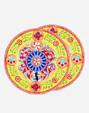 Dolce & Gabbana Set 2 Dinner Plates In Fine Porcelain - Multicolor