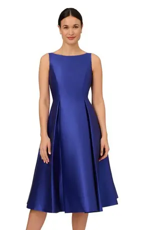 Adrianna Papell Sleeveless Mikado Fit & Flare Midi Dress - Neptune |  Editorialist