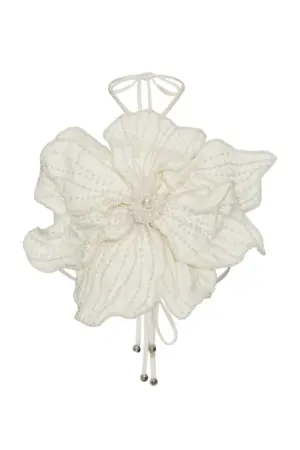 PatBO Hand-beaded Flower Halter Top