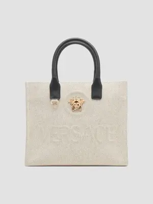 Versace Canvas & Leather Tote Bag - Bianco