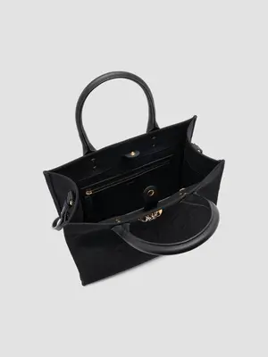 Versace Canvas & Leather Tote Bag - Black