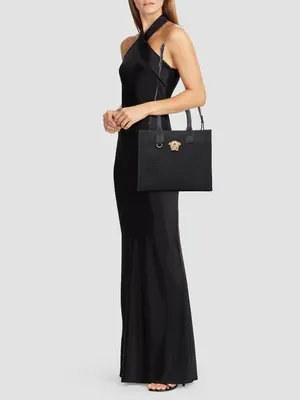 Versace Canvas & Leather Tote Bag - Black