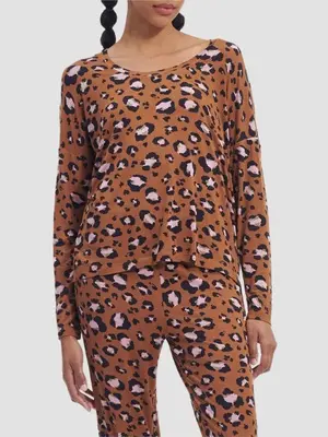 UGG Ecovero Jersey Printed Pajama Set - Cedar Bark Leopard