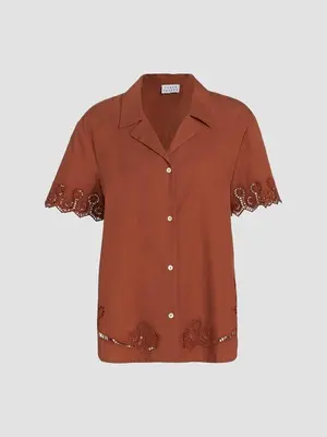 Tanya Taylor Taytum Cotton Button-front Top - Ginger