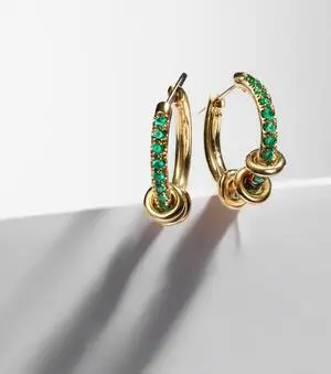 SPINELLI KILCOLLIN 18kt Yellow Emerald Hoop Earrings - Gold
