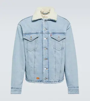 ERL Denim Jacket With Sherpa Collar - Blue
