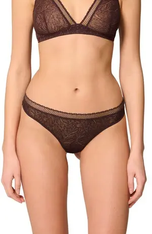 Simone Perele Comete Lace Tanga Dark Brown
