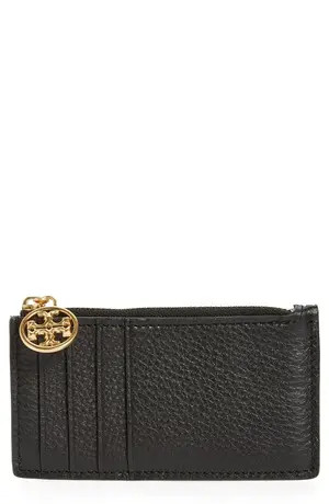 Tory Burch Miller Zip Leather Card Case - Black