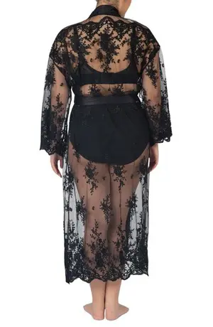 Rya Collection Darling Sheer Lace Robe - Black