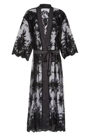 Rya Collection Darling Sheer Lace Robe - Black