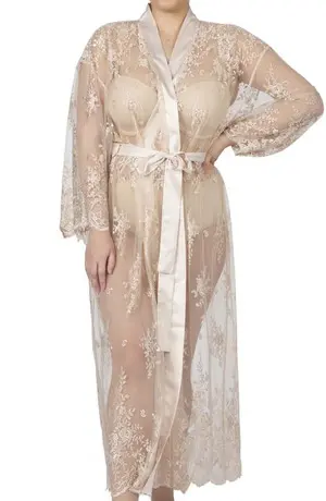 Rya Collection Darling Sheer Lace Robe - Champagne