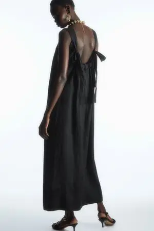 Cos Gathered Linen Midi Dress