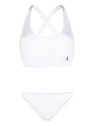 Attico Logo Patch Ribbed Bikini - White