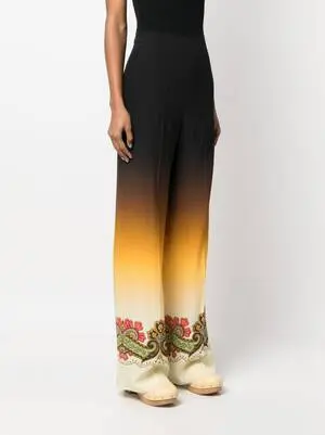 Etro Graphic-print Straight-leg Trousers - Black