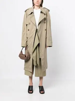 Goen.j Contrast-panel Double-breasted Trench Coat