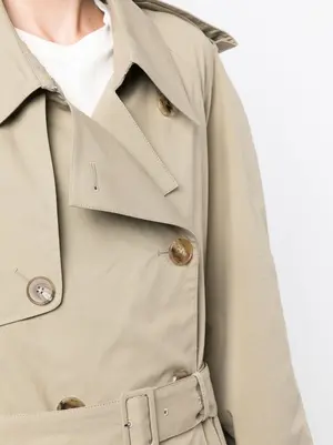 Goen.j Contrast-panel Double-breasted Trench Coat
