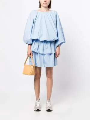 Goen.j Balloon-sleeves Poplin Dress - Blue