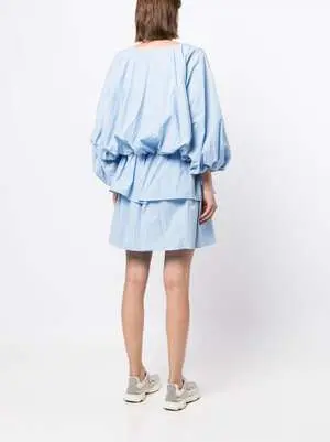 Goen.j Balloon-sleeves Poplin Dress - Blue