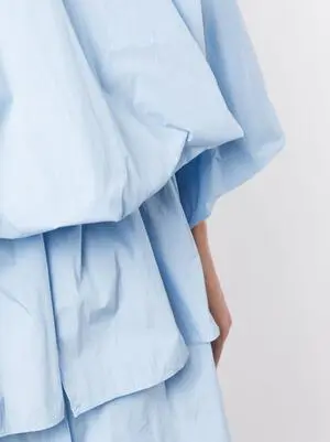 Goen.j Balloon-sleeves Poplin Dress - Blue