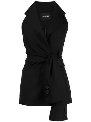 Goen.j Knot-detailed Sleeveless Blazer - Black